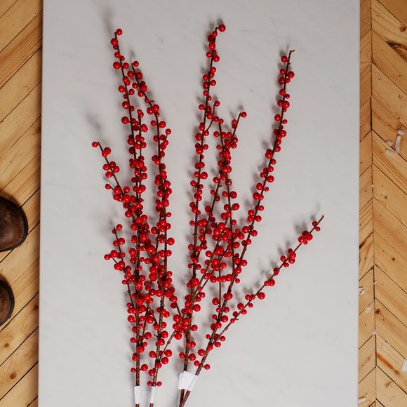 Accents | Fake Red Berries Faux Berry Stem | Poshmark
